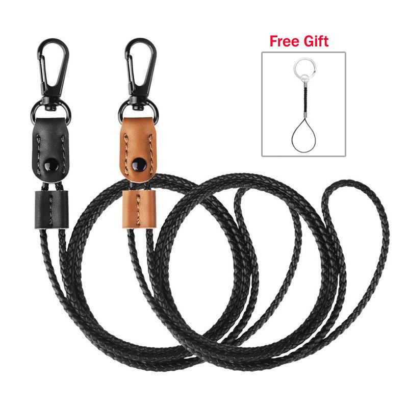 Neck Braided Leather Long Badge Lanyard Adjustable String Strap for ID ...
