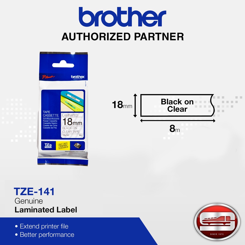 Brother TZe-141 Black on Clear 18mm Labelling Tape (100% Original ...