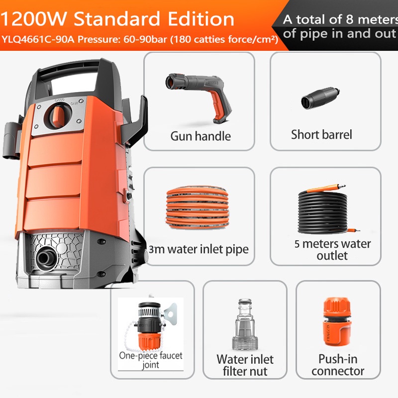 High pressure water jet car washer 220V 2200W household cleaner spray car washer automatic water ...