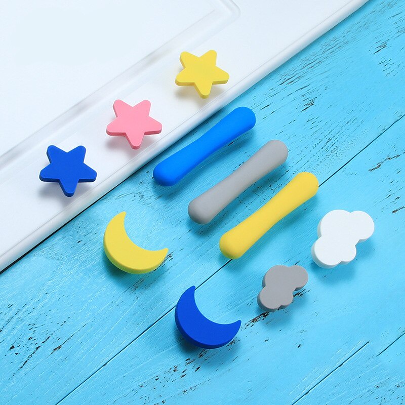 Moon Star Cartoon Furniture Handles Children Room Knobs Handles PVC Cloud Door Knob Kids Drawer ...