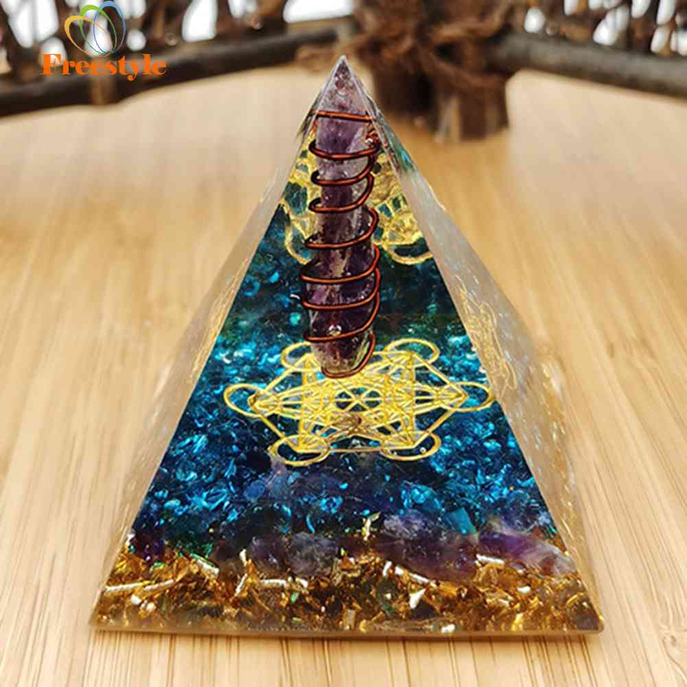 Orgone Pyramid Crystal Amethyst Peridot Healing Stone Energy Generator ...