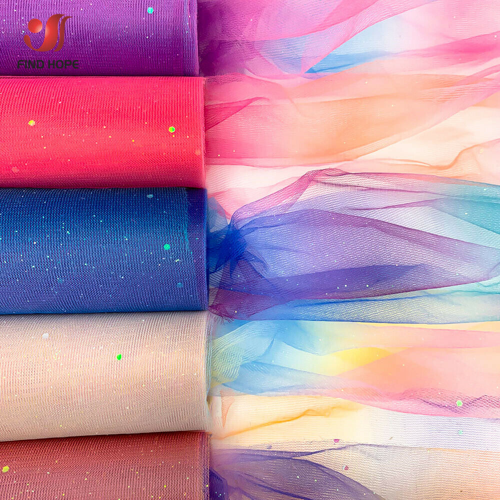 10Yards/Roll Rainbow Glitter Tulle Fabric DIY Soft Netting Craft Tutu ...