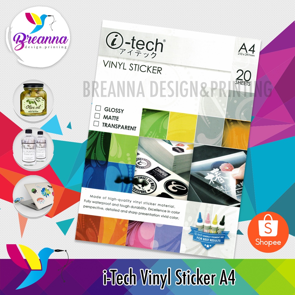 i-Tech Vinyl Sticker Waterproof A4 Matte / Glossy / Transparent | Shopee Philippines