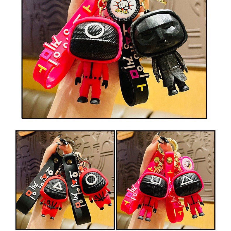 3D Squid Game Keychain Mini Doll Figurine Squid Game Soldier Square ...