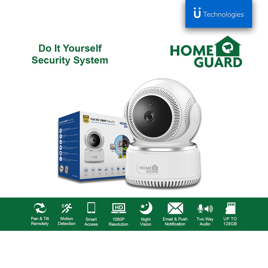 Homeguard Full HD 1080P Pan & Tilt Indoor IP camera with 2 way audio ...