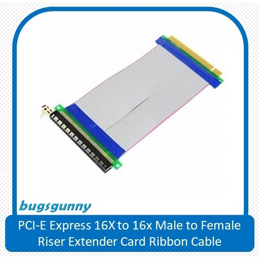 PCI-E Express 16X to 16x Male to Female Riser Extender Card Ribbon ...