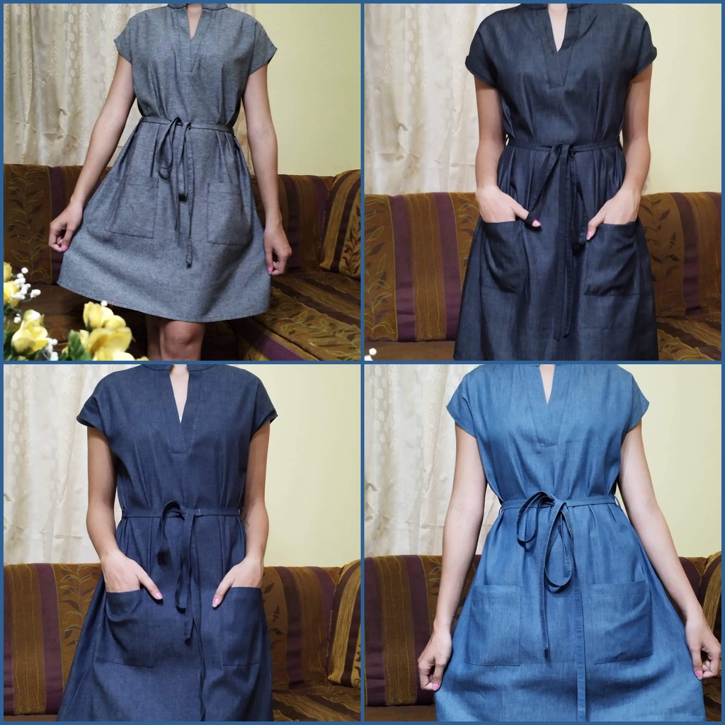 Chambray Dress with Packets for Ladies and Women | Chinese Sleeve ...