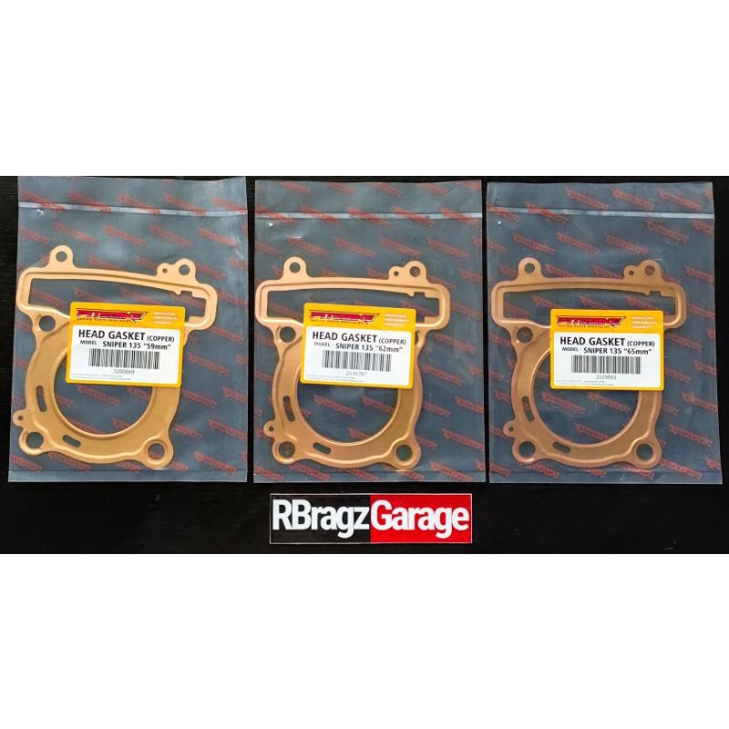 Pitsbike Copper Head Gasket 57mm, 59mm, 62mm, 65mm, 68mm - Sniper 150 / ...