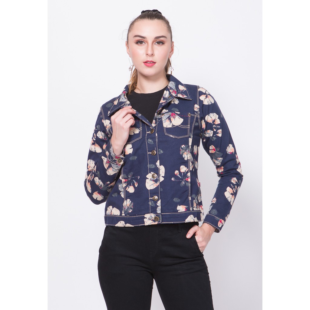 Ako Jeans Brand Floral Printed Denim Jacket (11-0277) | Shopee Philippines