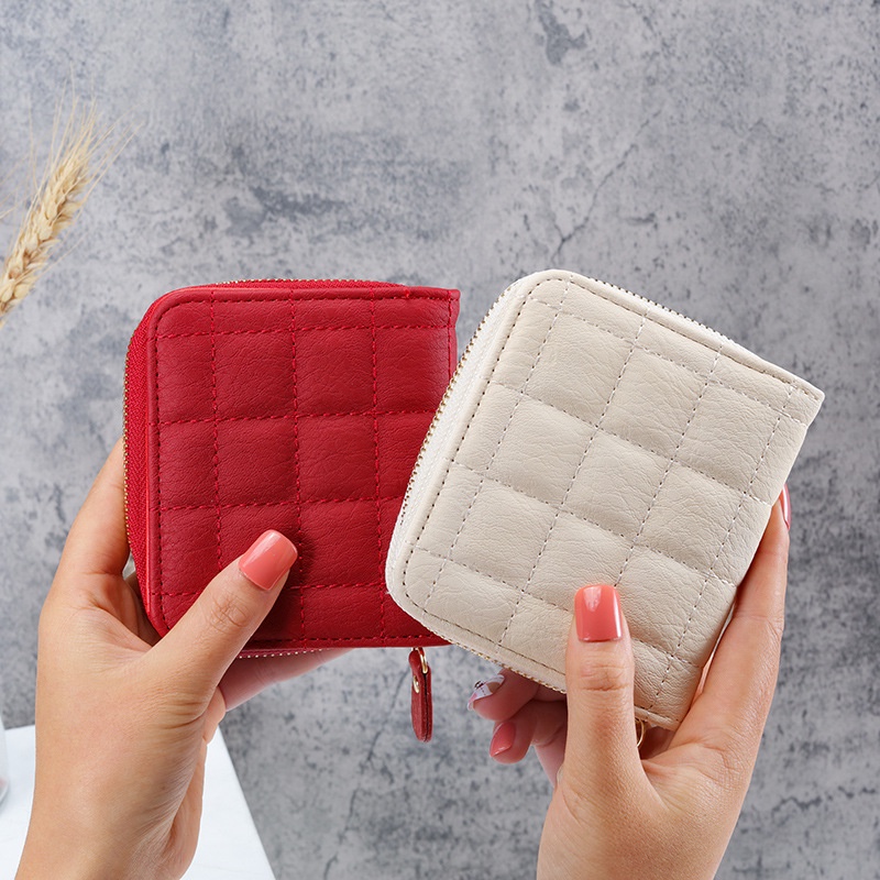 Square Purse Niche Design Simple Ladies Short Wallet Multi-card Zipper ...