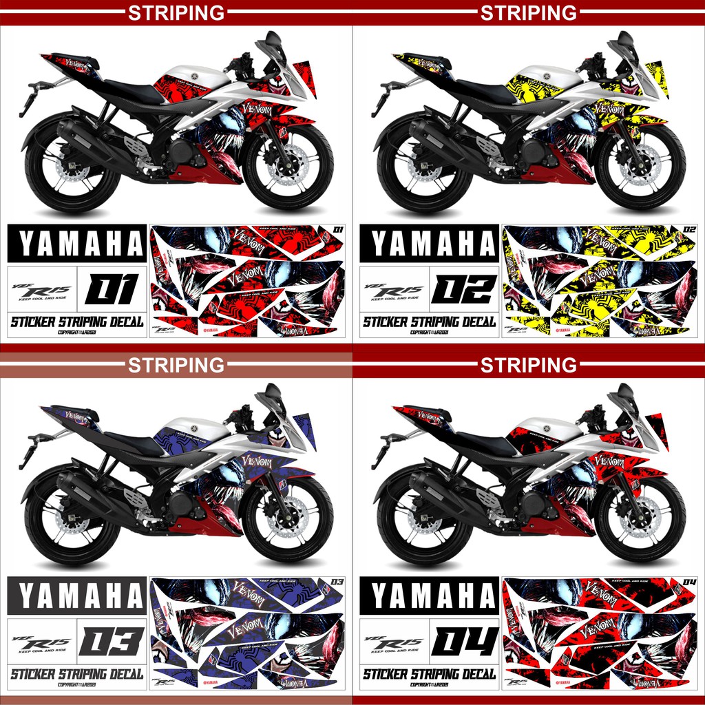 Old Yamaha R15 V2 Striping Decal Sticker Semifullbody Venom AR03 ...
