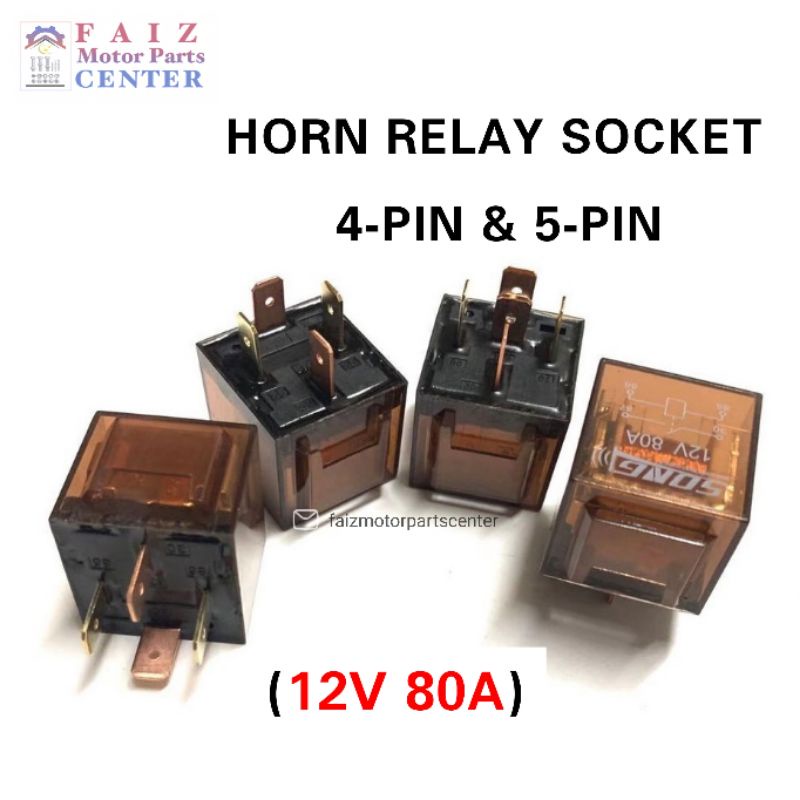 HORN RELAY 4-PIN 5-PIN (12V 80A) UNIVERSAL FOR CAR AND MOTORCYCLE ...