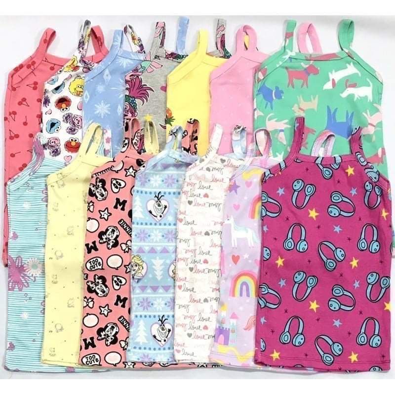 6PCS COTTON PRINTED SPAG SANDO KIDS 1-3 YRS OLD | Shopee Philippines
