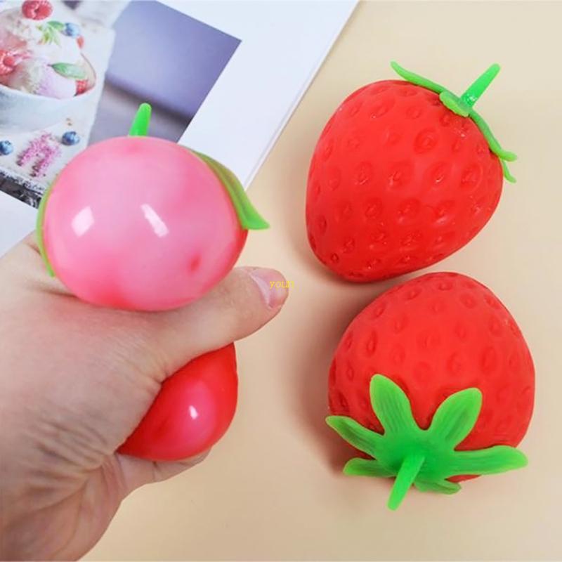 youn Squeezable Toy Fruit Fidget Ball Realistic Strawberry Model Party ...