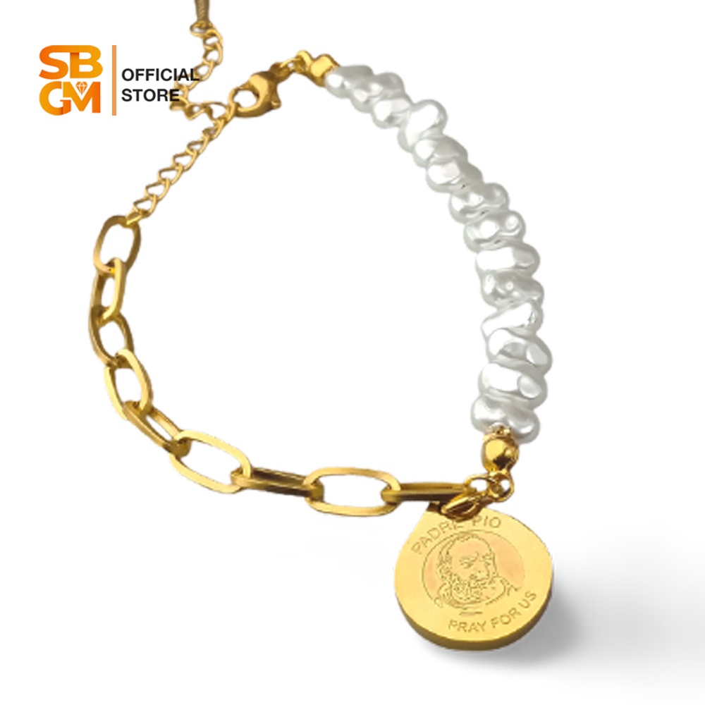 SBGM Jewelry 316L Stainless Steel Chunky Link Chain Pearl Padre Pio ...