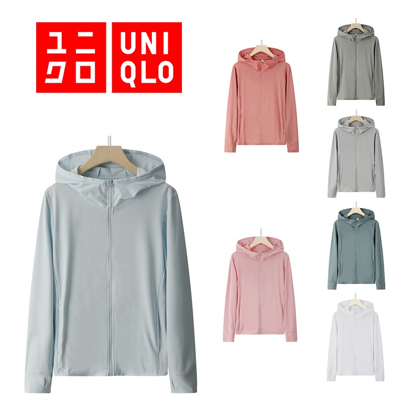 Uniqlo Women Jacket Airism UV Protection UPF 50+ Mesh Long Sleeve Full Zip Hoodie Outdoor Jacket ...