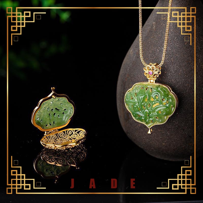 [Lucky Jade] Hollow Carved Pendant Jasper Filigree Perfume Bag S925 ...