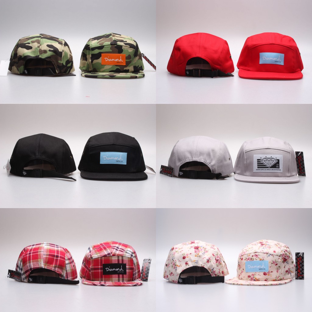 Diamond 5 Panel Hats Cap Unisex Plain Cap Hats Sport Caps Adjustable ...