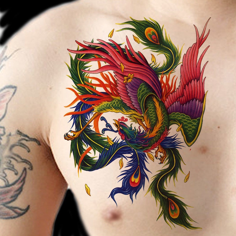 [spot quick] half-arm tattoo sticker fire Phoenix Vermilion Bird male ...
