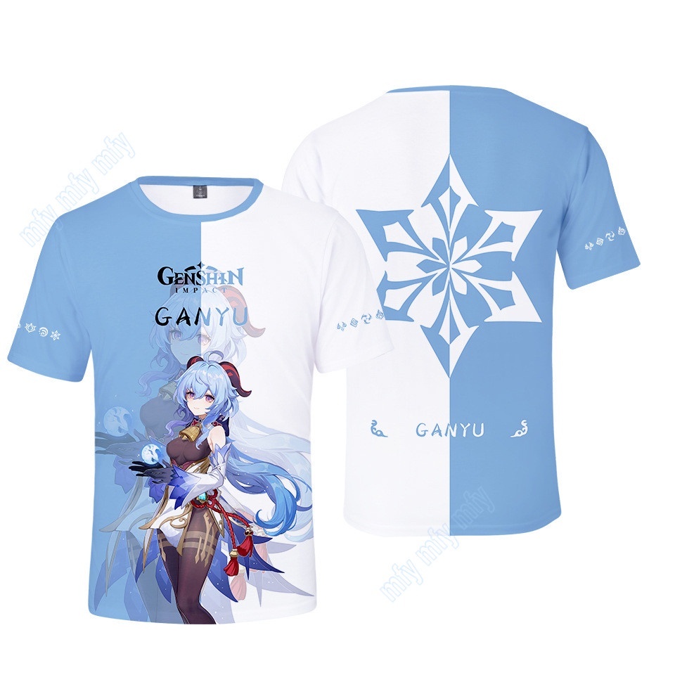 Game Genshin Impact T Shirt Adult Size Ganyu Eula Chongyun Cosplay Jersey Tops Shopee Philippines