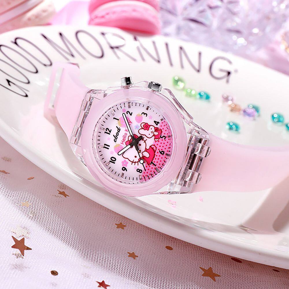 Cute Fashion Girls Led Children Plastic Cat Wristwatch Cartoon Luminous ...