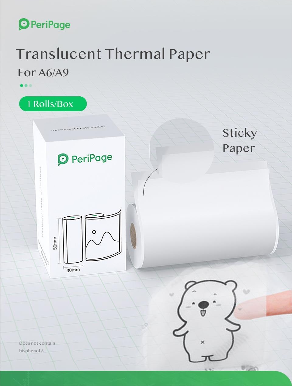 Peripage A6 Thermal Label Colorful Sticker and Translucent Notes Papers ...