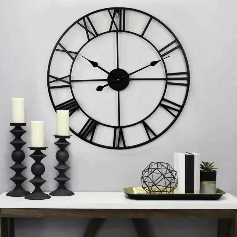 40CM Large Roman Numeral Wall Clock Silent Battery Operated Quartz ...
