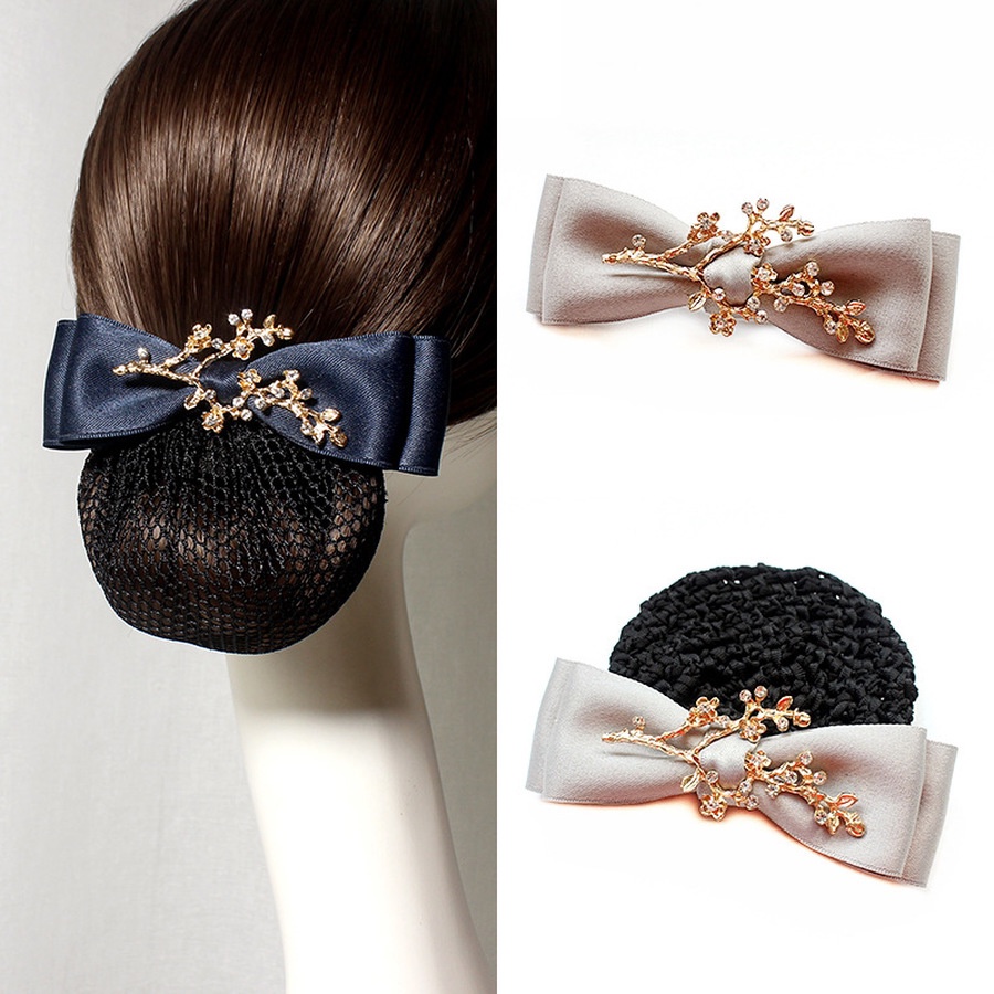 Crystal Flower Bow Knot Professional Hair Net Hairpin Detachable Net ...