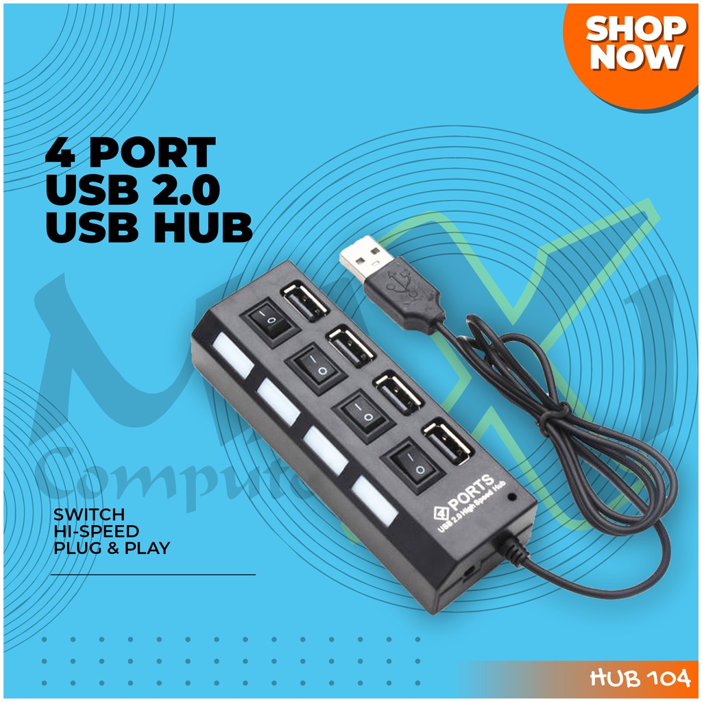 4 Port USB 2.0 Hi-Speed Support 500GB USB HUB Switch with On/Off Switch ...