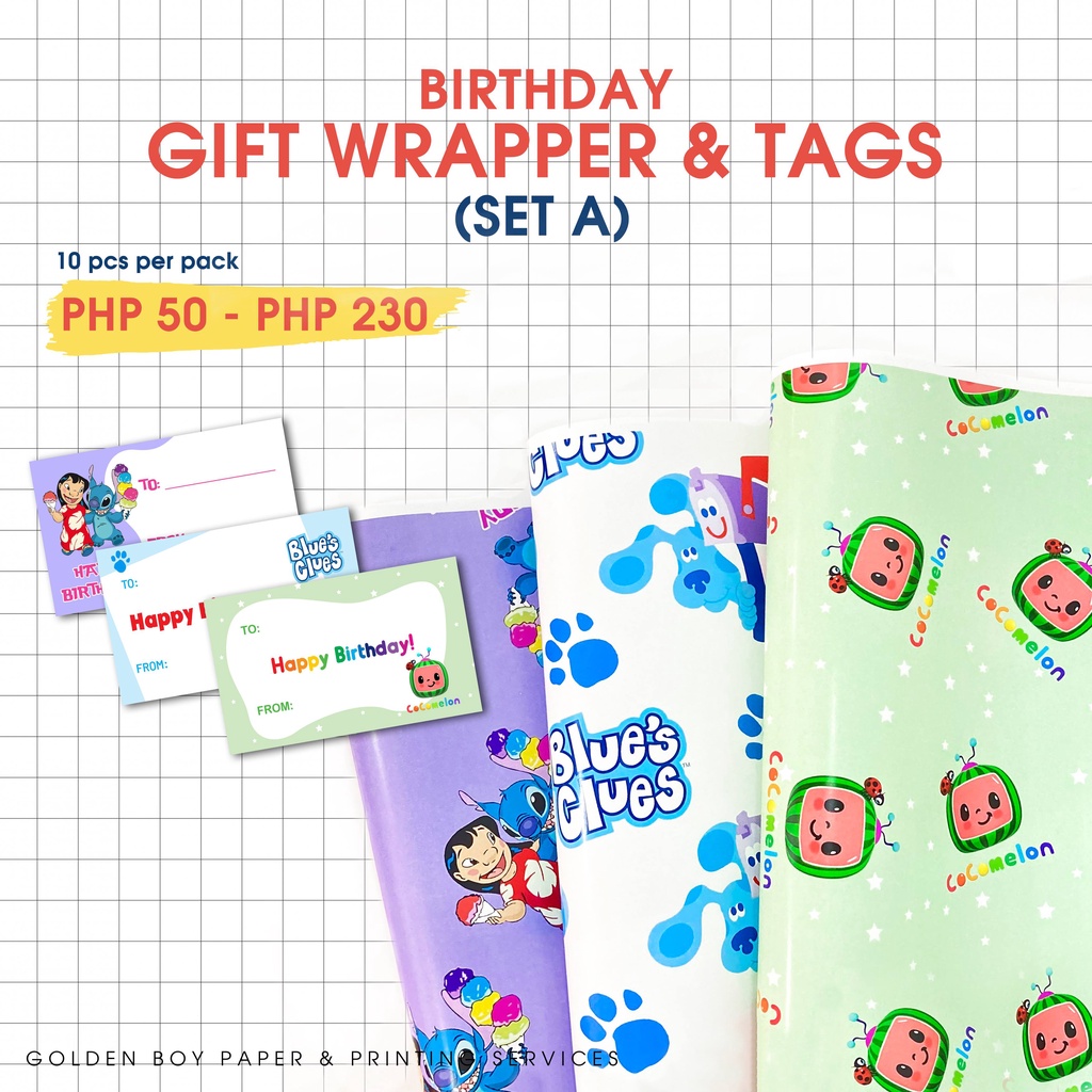 10pcs Birthday Gift Wrapper & Tags (FOR KIDS) - SET A | Shopee Philippines