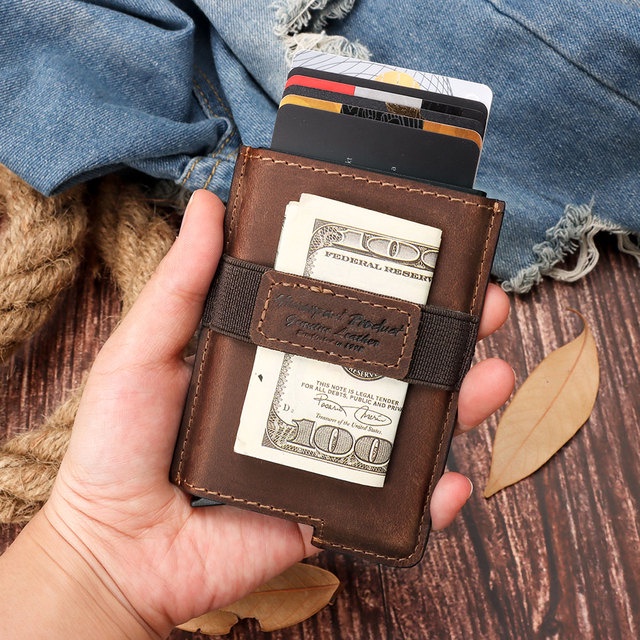 HUMERPAUL Men's Credit Card Holder Genuine Leather Slim Anti Protect ...