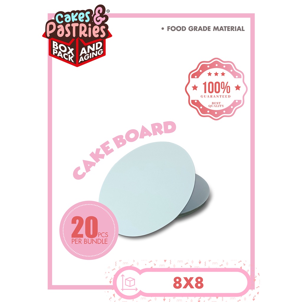 8 INCHES WHITE CAKE BOARDS LAMINATED PLAIN 10PCS & 20PCS | Shopee ...