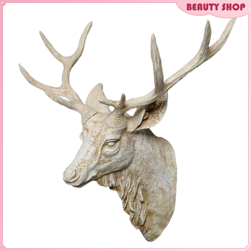 Deer Head Stag Decor Wall Statue Mount Resin Living Room Decor | Shopee ...