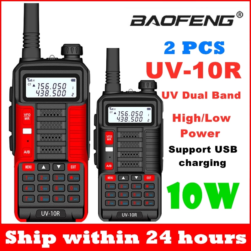 2 Pcs Baofeng walkie-talkie UV 10R 10km CB ham radio 128 channel VHF UHF dual frequency two-way ...