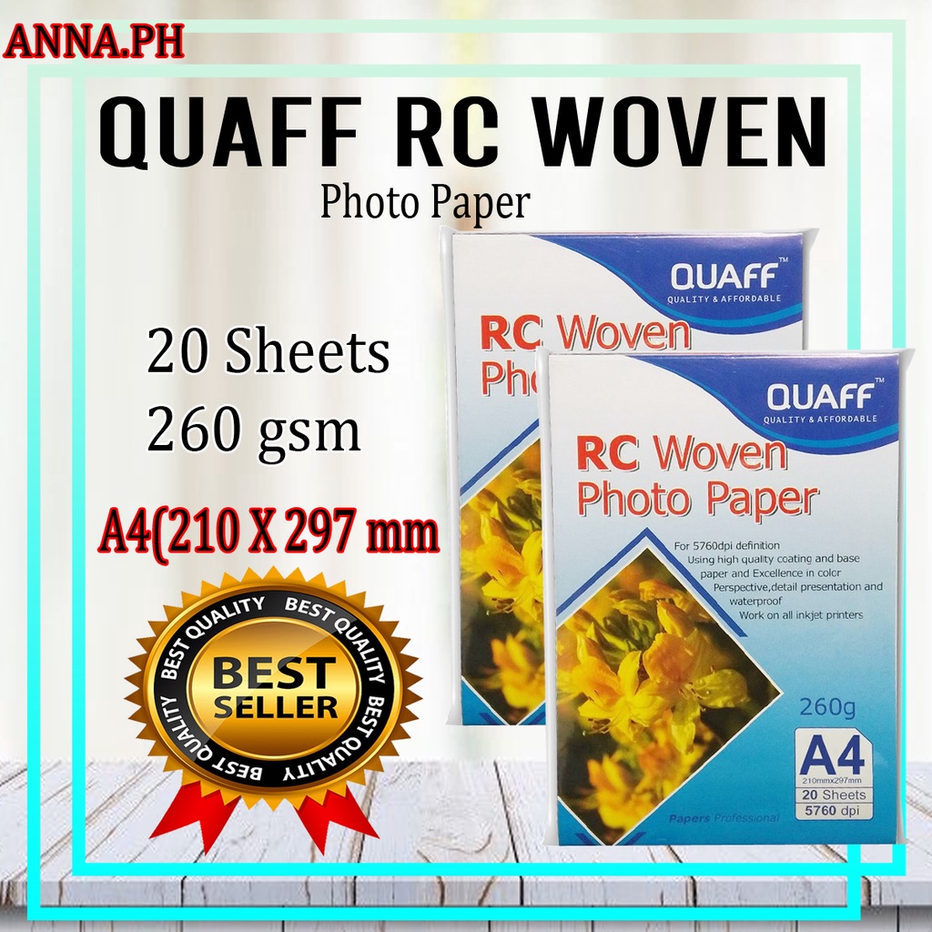 QUAFF RC Woven Photo Paper No Back Print A4 / 5R / 3R / 4R Size 260gsm ...
