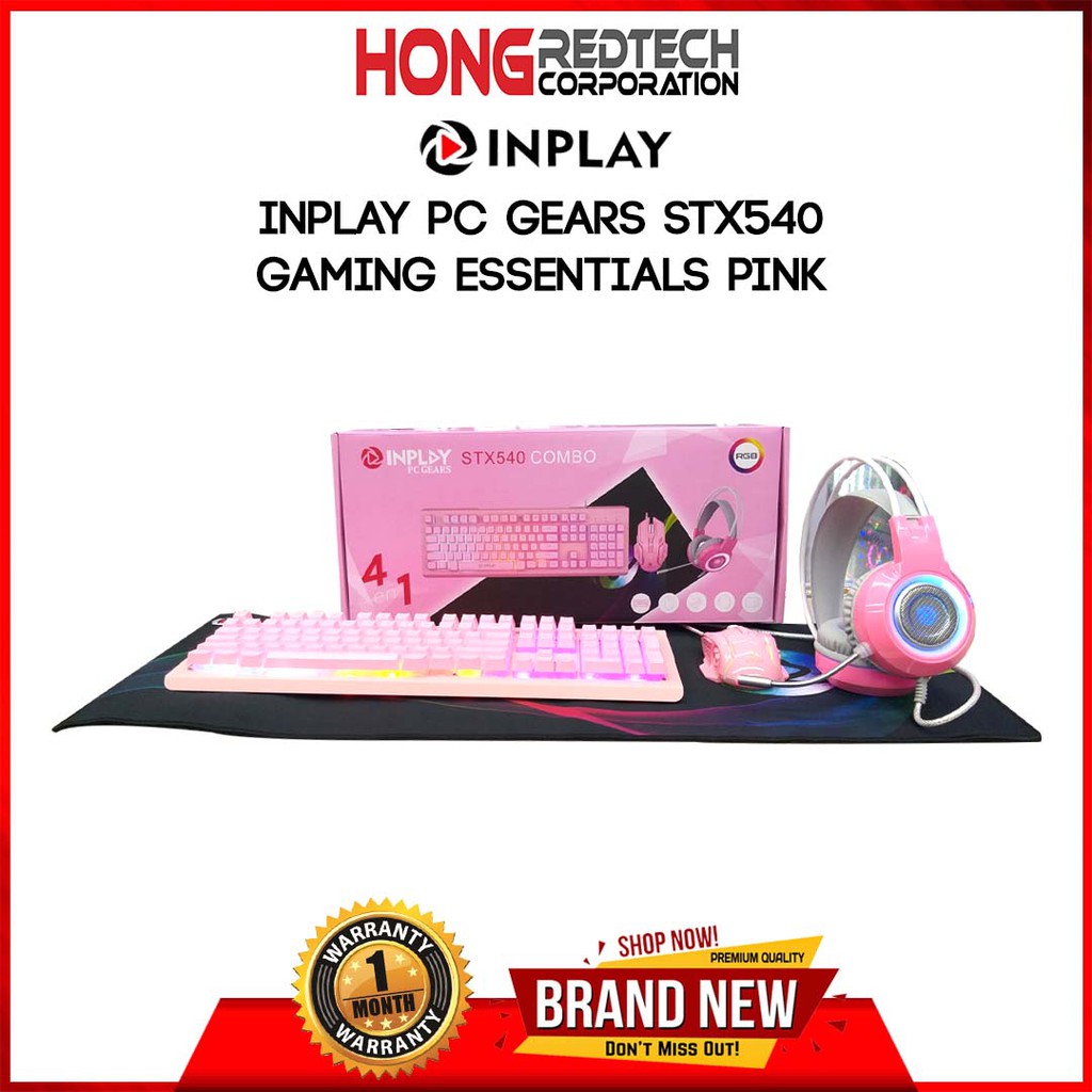 INPLAY STX540 4 IN 1 COMBO PINK (KEYBOARD, MOUSE, HEADSET & MOUSE PAD ...