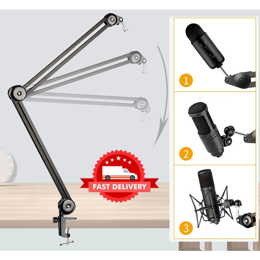Microphone Boom Arm Stand Heavy Duty Cantilever Bracket Tripod ...