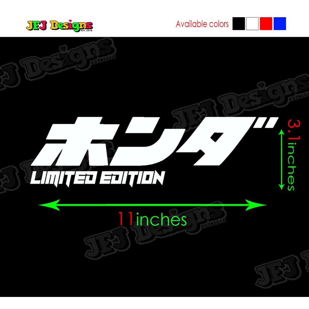 Honda Limited Edition Japanese Design Sticker 11x3.1 inches | Shopee ...