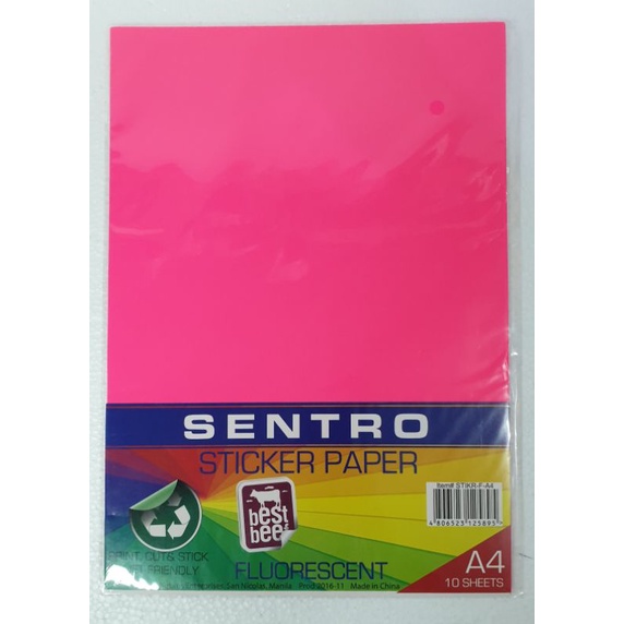 Sentro Fluorescent Sticker Paper A4- 10 Sheets | Shopee Philippines