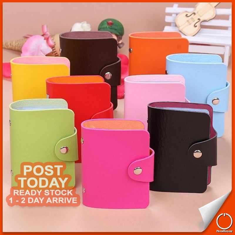 LARGE CAPACITY 24 Slot Leather Cards Holder Men Women Debit Credit Card ...