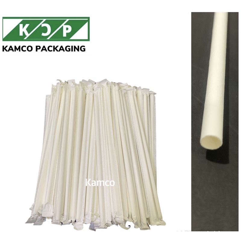 Paper Straw W/ Wrap White 100% Biodegradable (100's) | Shopee Philippines