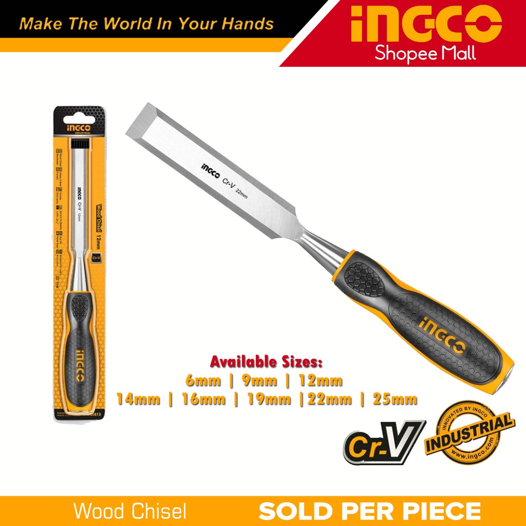 Ingco Industrial Wood Chisel CR-V 6mm | 9mm | 12mm | 14mm | 16mm | 19mm ...