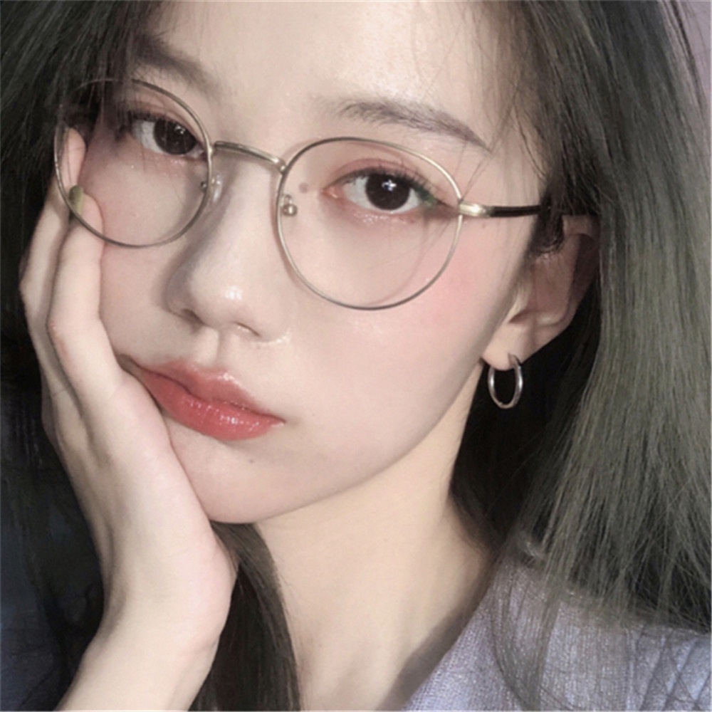 YOUJ UV400 Anti Radiation Computer Lens Black Round Glasses Metal Frame ...