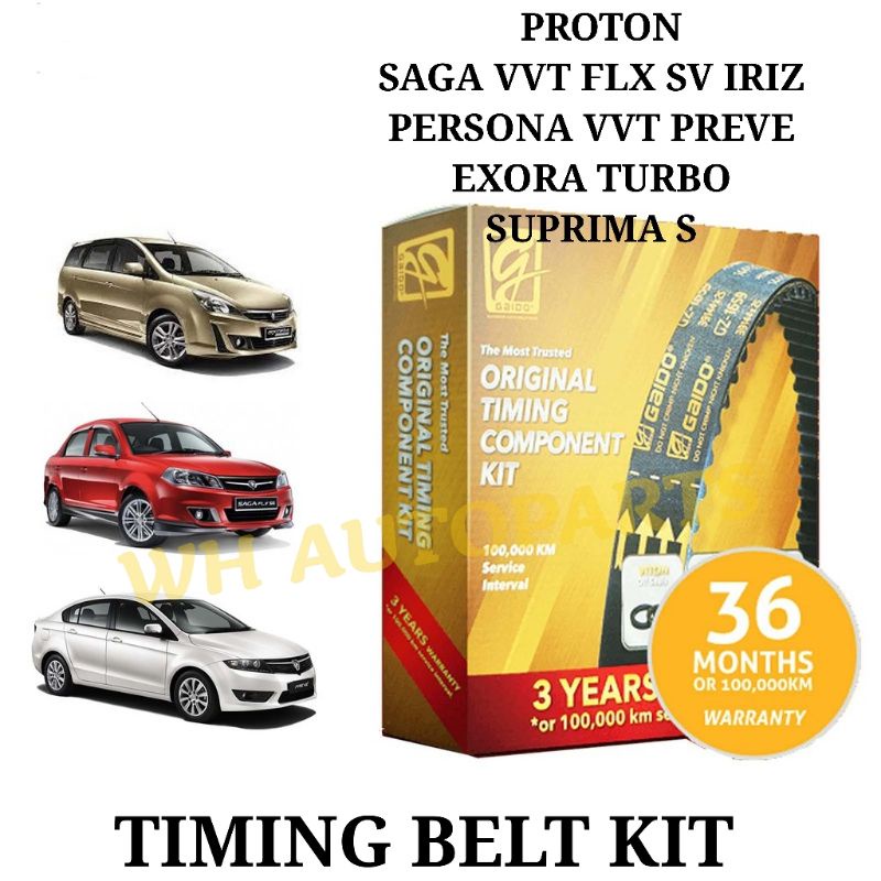 GAIDO TIMING BELT KIT PROTON SAGA VVT FLX SV IRIZ PERSONA VVT PREVE ...