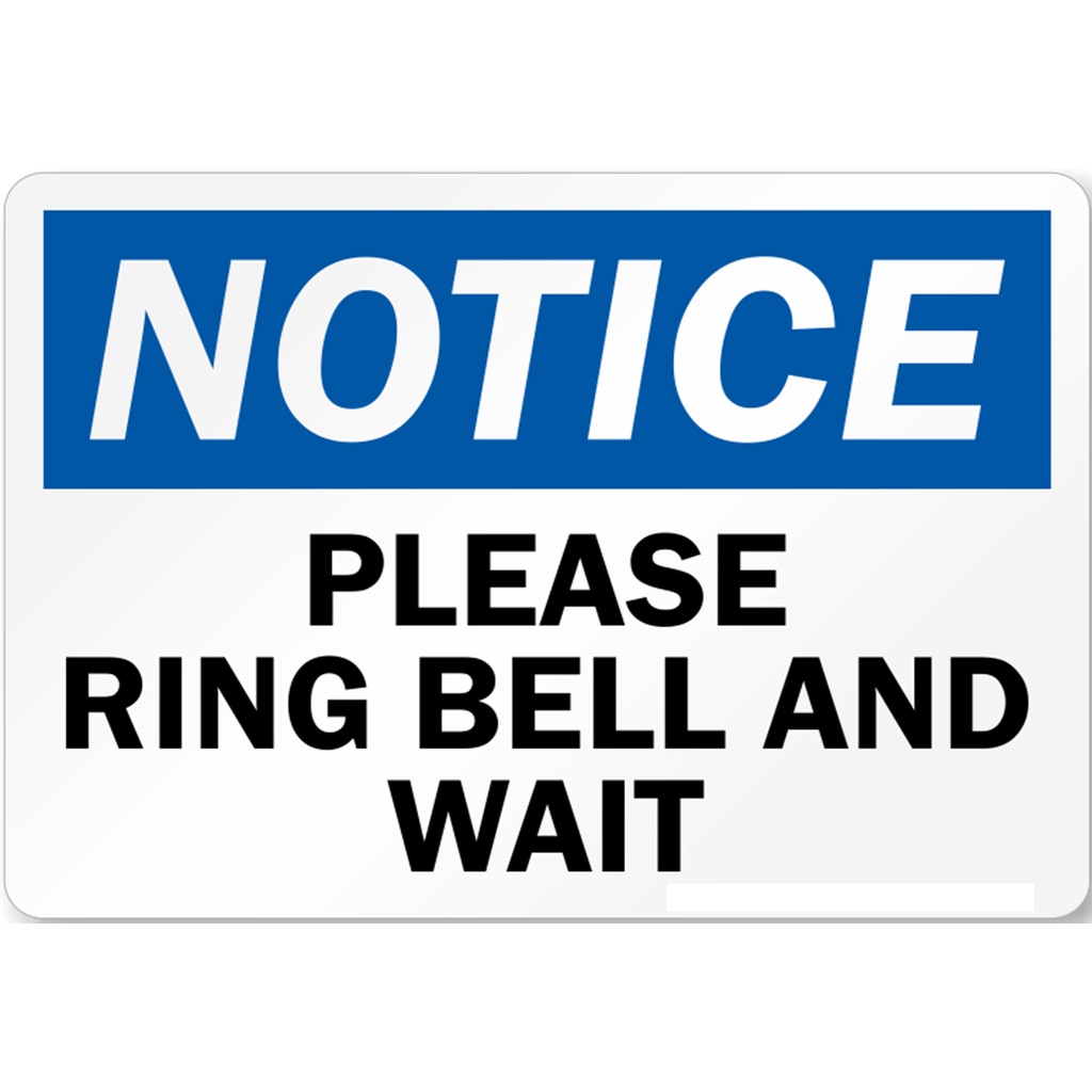 Door Bell Signages (Laminated Signage and Waterproof Vinyl Sticker A4 ...