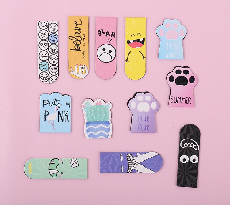 4/6pcs Cute Magnetic Bookmarks Cartoon Students with Simple Literary ...