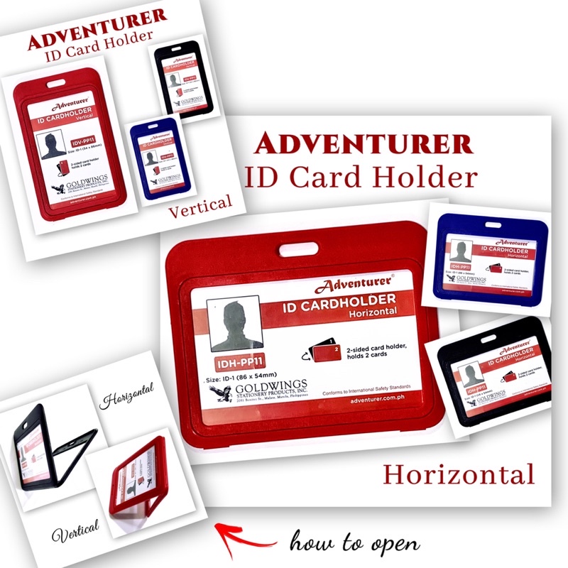 Adventurer ID case holder horizontal and vertical plastic ID case black ...