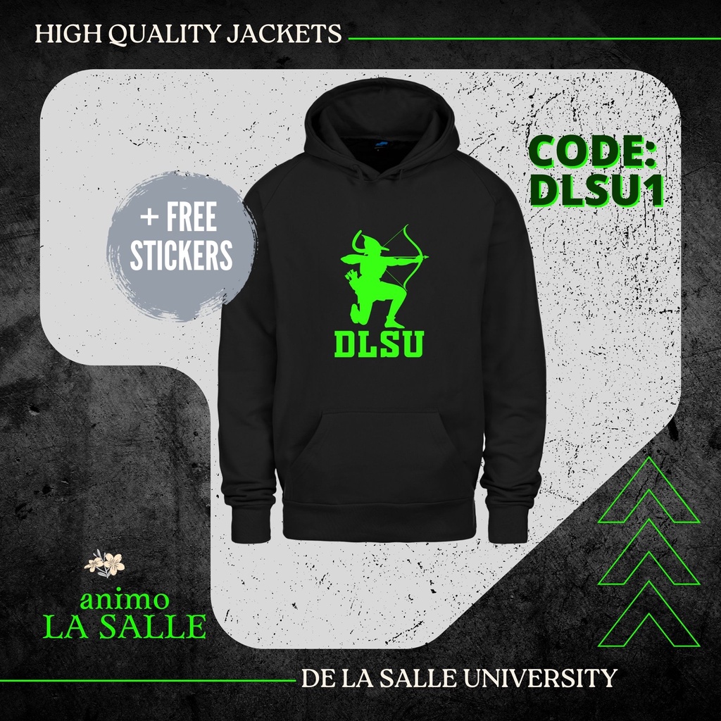 DLSU Hoodie Jacket Unisex Black (Cotton Fleece) | Shopee Philippines