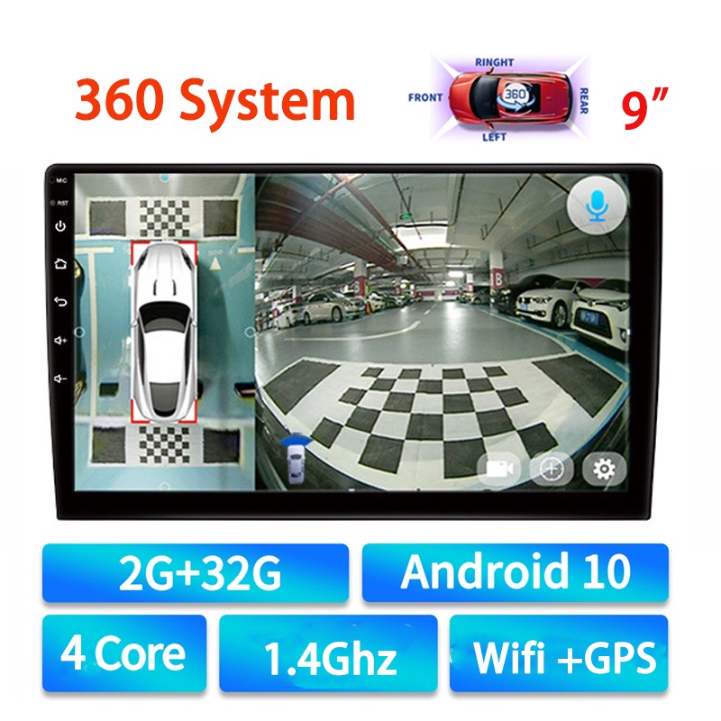 9''/10''inch 360° Bird View Panorama Bluetooth Car Android Player 2+32G ...