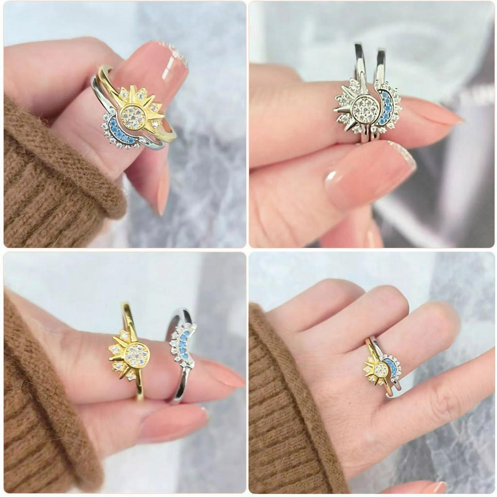 Silver/18K New Korean Style Decoration Sun Moon Sunflower Love Matching ...